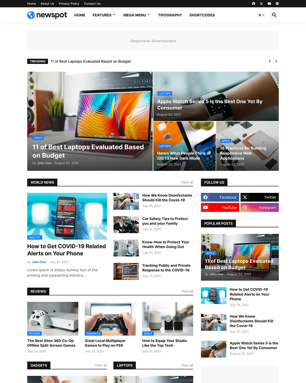 Newspot - Responsive News & Magazine Blogger Template - Pro Blogger ...